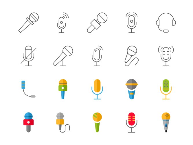 Realistic professional microphones studio mic Vector Image