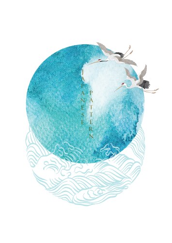 Crane bird decoration japanese background Vector Image