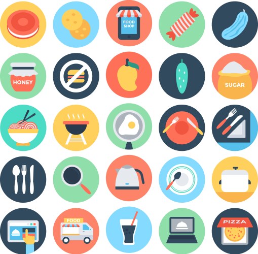 Food contamination icons set flat touch Royalty Free Vector