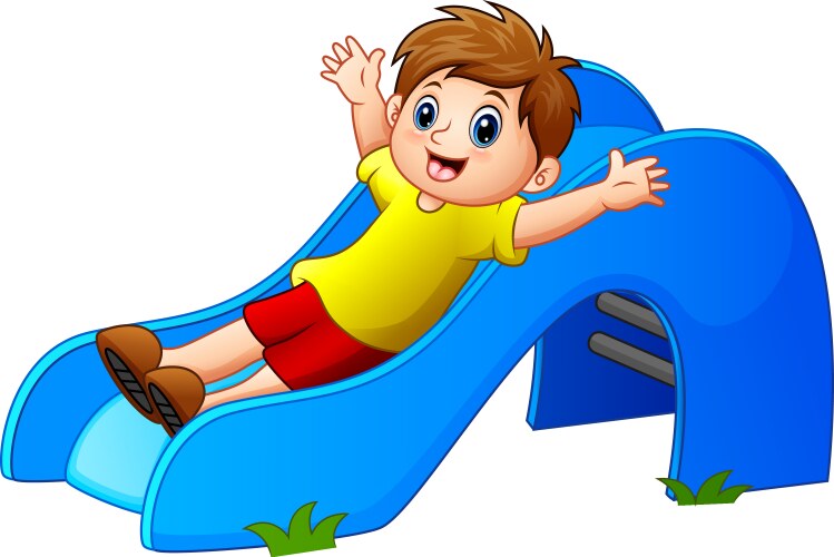 Boy sliding in the park Royalty Free Vector Image