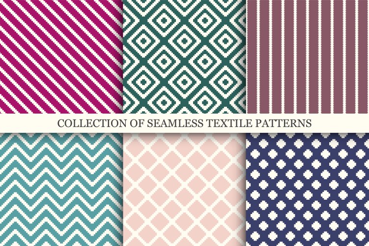 Retro different seamless patterns tiling Vector Image