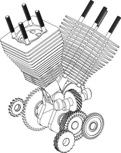 Monochrome engine of motorcycle Royalty Free Vector Image