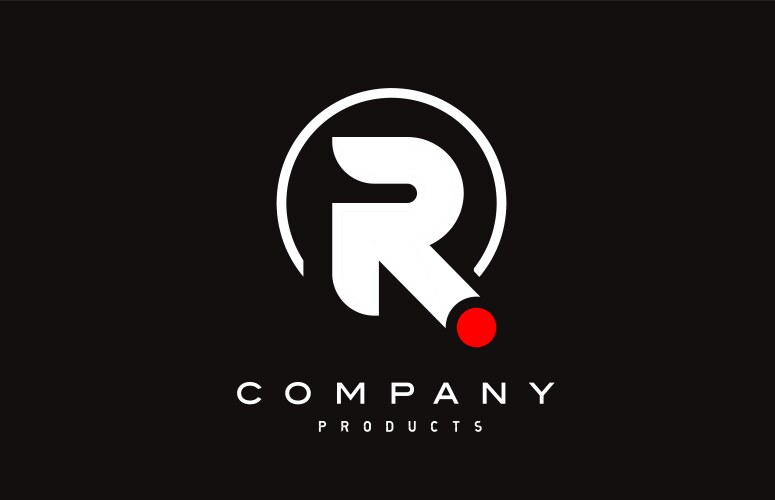 Red white black r alphabet letter logo Royalty Free Vector