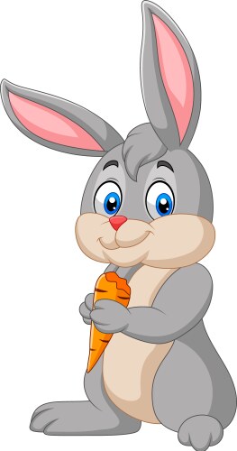Cartoon happy rabbit eating carrot Royalty Free Vector Image