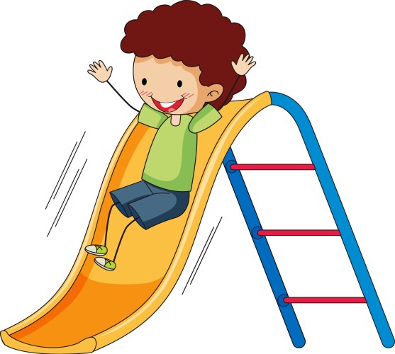 Little boy cartoon playing on a slide Royalty Free Vector