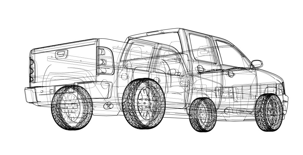 Car suv drawing outline rendering Royalty Free Vector Image
