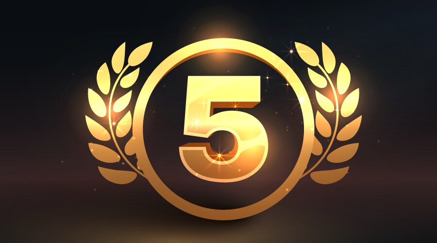 3d number 5 five sign gold color Royalty Free Vector Image