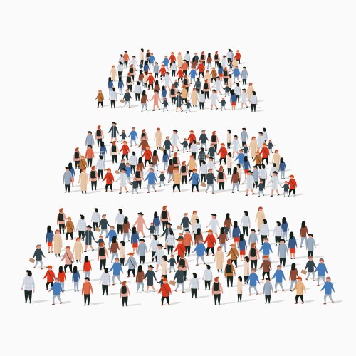 Large group of people in shape pyramid Royalty Free Vector
