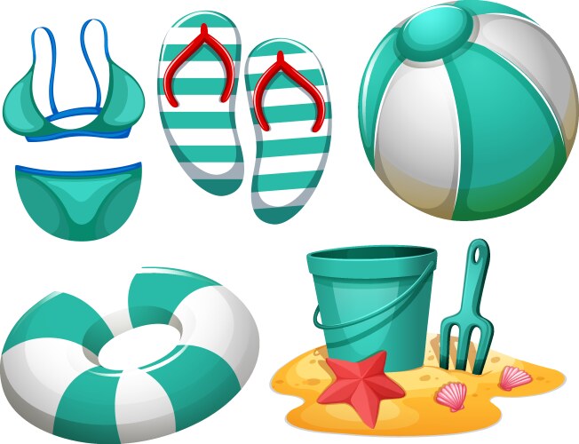 Set beach element Royalty Free Vector Image - VectorStock