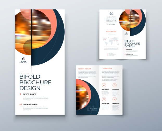 Bi fold brochure design with square shapes Vector Image