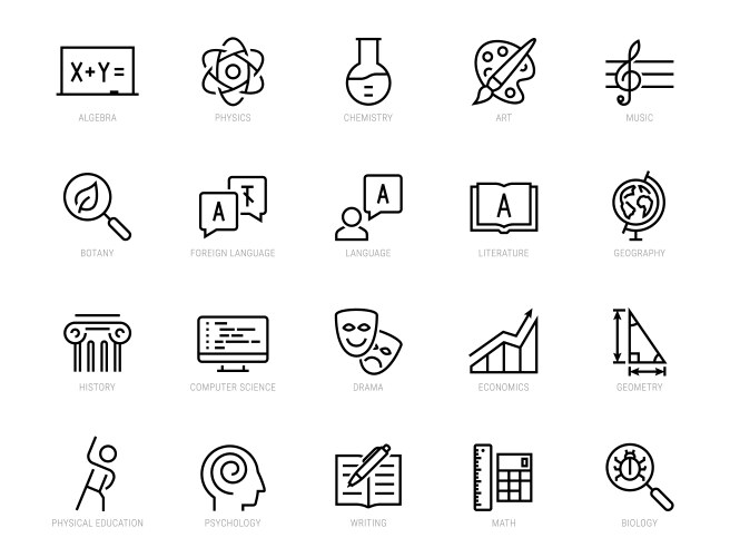 Teacher icon set in thin line style Royalty Free Vector