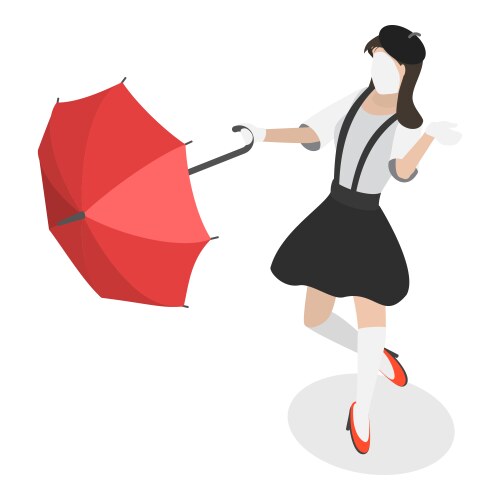 3d isometric flat set of mime characters Vector Image