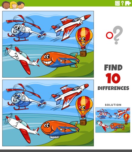 Spot the differences with cars and vehicles Vector Image