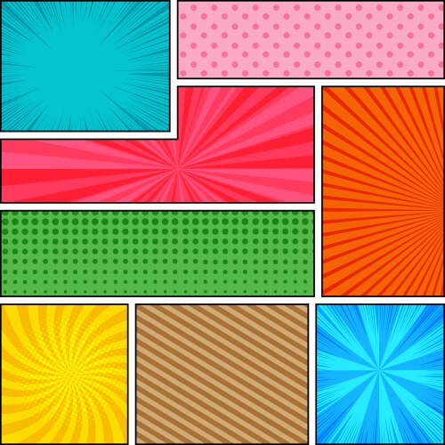 Cartoon comic backgrounds set comics book Vector Image
