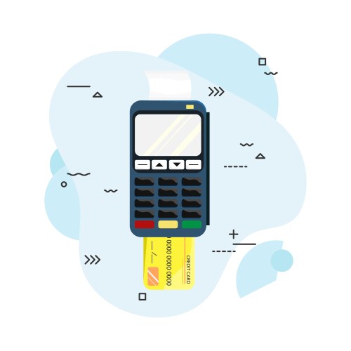 Compact payment terminal with printed receipt Vector Image