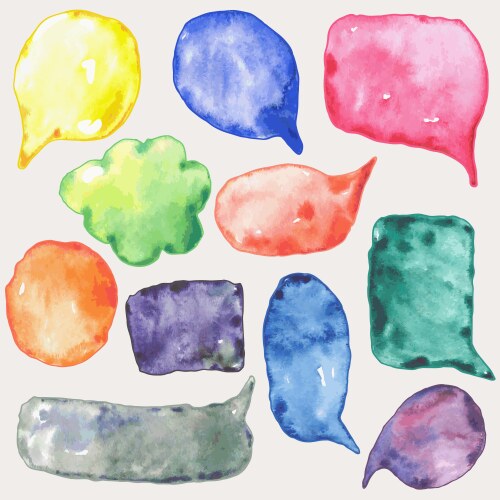 Doodle set of comic speech bubbles watercolor Vector Image