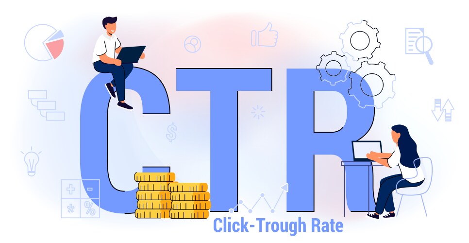 Ctr click through rate acronym internet campaign Vector Image