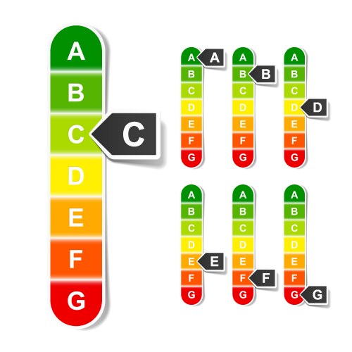 Energy efficiency rating classification Royalty Free Vector