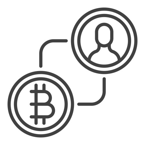 Man with bitcoin sign crypto p2p outline seamless Vector Image