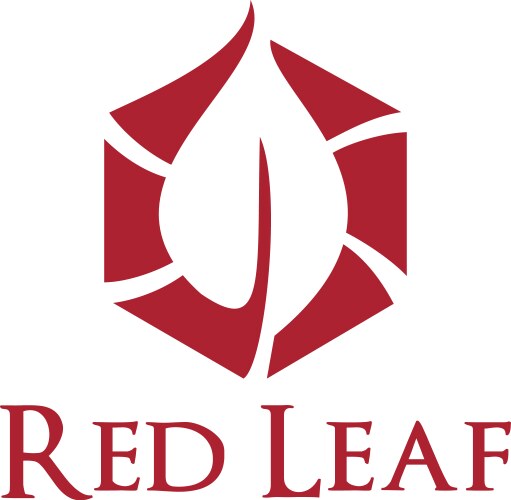 Red maple leaf logo design Royalty Free Vector Image