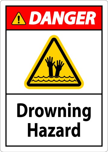 Beach safety sign caution - drowning hazard Vector Image