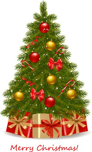 Christmas pine tree with star lights and balls Vector Image