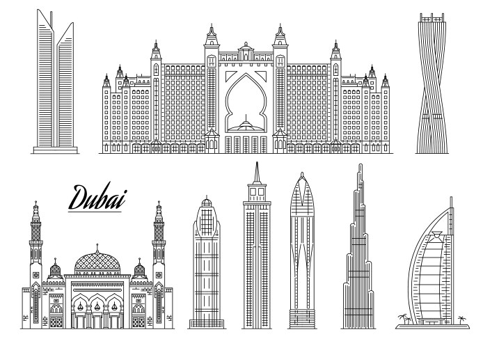 Dubai modern skyscraper icon or symbol sketch Vector Image
