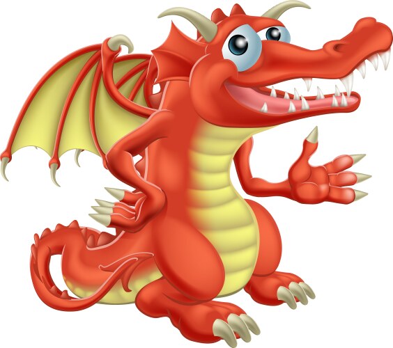 Little red dragon cartoon character funny animal Vector Image