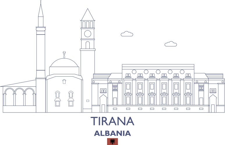 Tirana city one line drawing background Royalty Free Vector