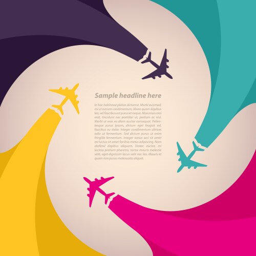Background with colorful airplanes Royalty Free Vector Image