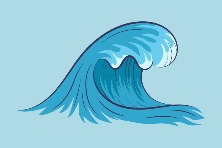 Blue ocean wave Royalty Free Vector Image - VectorStock