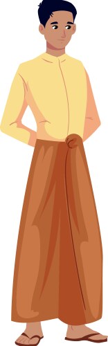 Myanmar man standing Royalty Free Vector Image