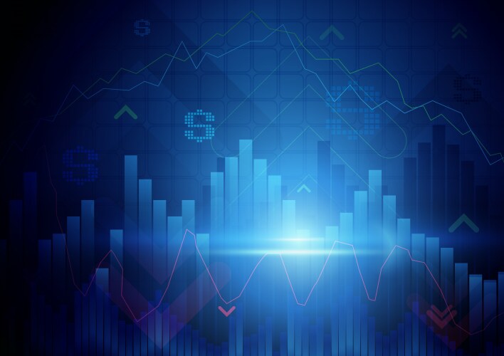 Stock market graph background buy and sell concept
