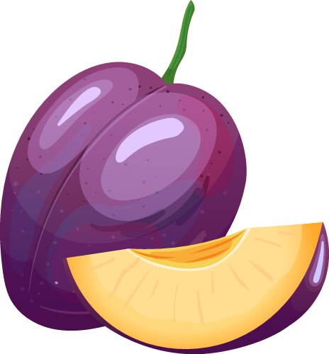 Cut plum cartoon Royalty Free Vector Image - VectorStock