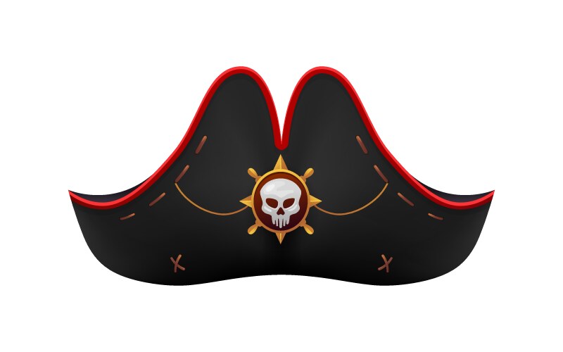 Cartoon pirate hat corsair captain tricorn cap Vector Image