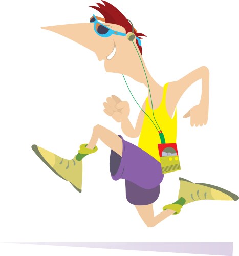 Cartoon plump bald-headed runner Royalty Free Vector Image