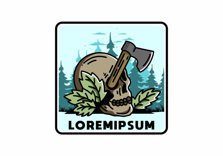 An ax stuck in the skull design Royalty Free Vector Image