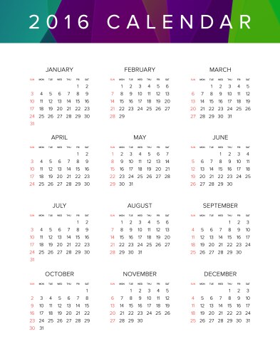 Calendar 2024 2025 2026 week Royalty Free Vector Image