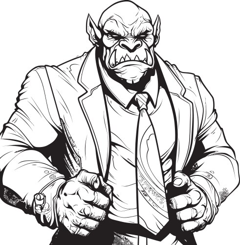 Dapper orc dynasty insignia corporate suit emblem Vector Image
