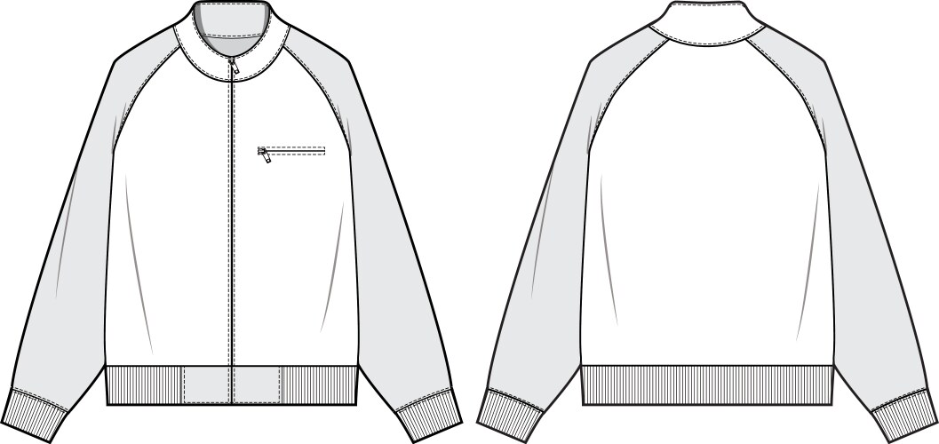 Mock neck half zip anorak fashion flat templates Vector Image