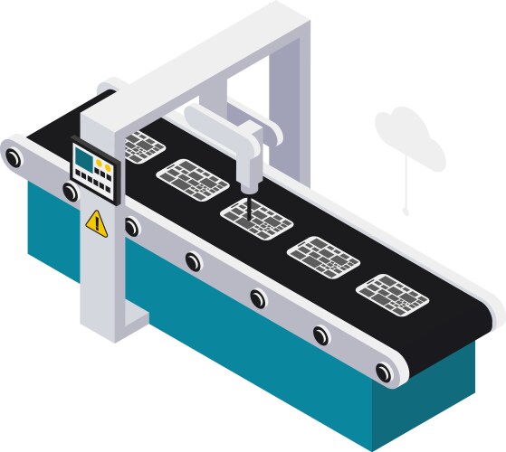 Modern assembly line isometric 3d icon Royalty Free Vector