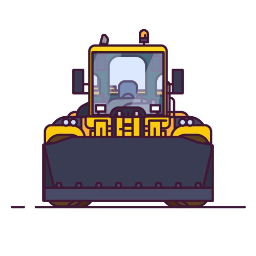 Cartoon wheel front loader bulldozer with shovel Vector Image