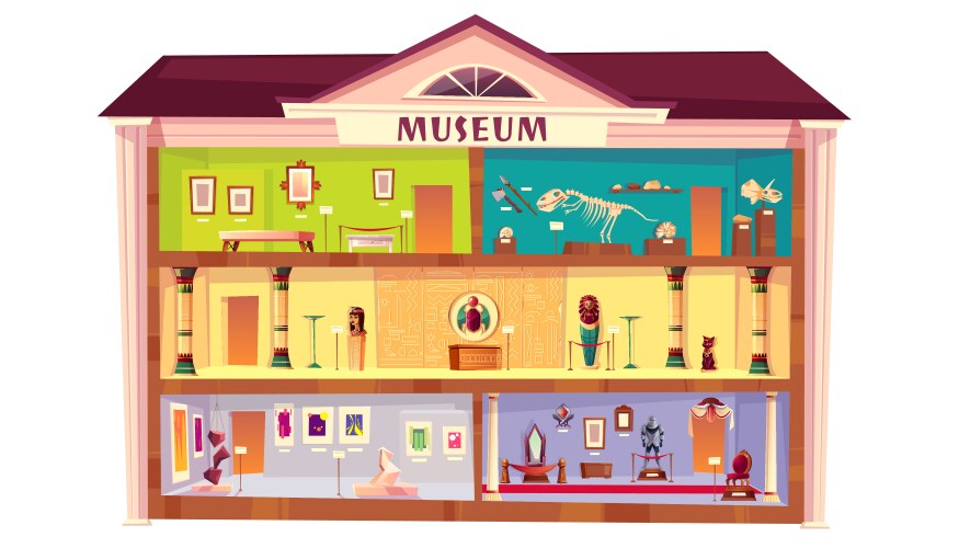 Museum Hall Cross-Section Royalty Free Vector Image