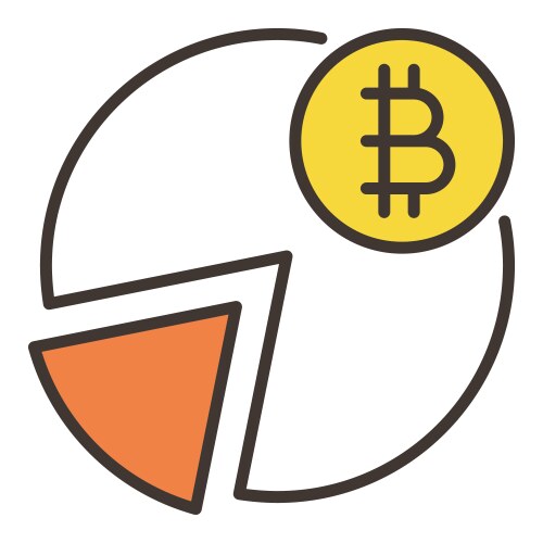 Crypto pie chart with bitcoin sign linear Vector Image