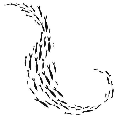 School fish a group silhouette swim Royalty Free Vector