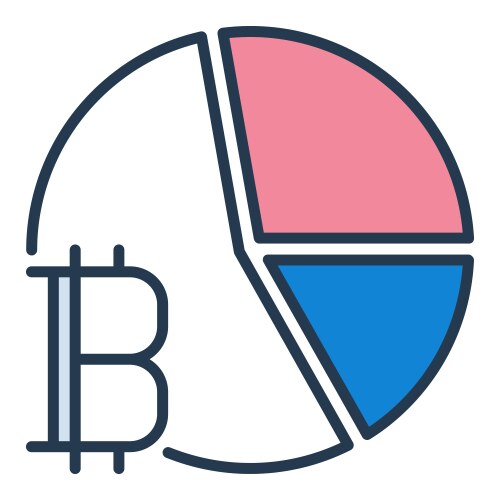 Pie chart with bitcoin sign crypto colored Vector Image