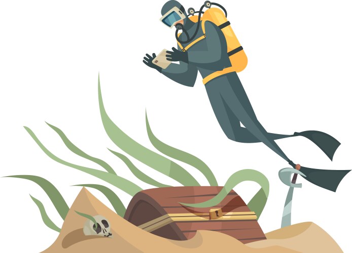 Scuba diving flat composition Royalty Free Vector Image