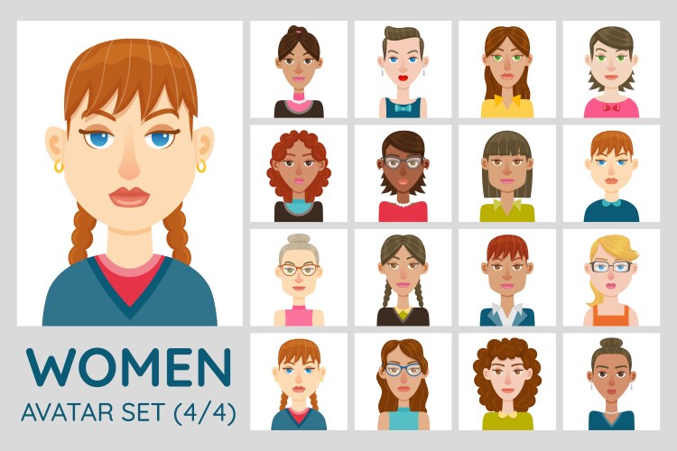 Woman realistic detailed avatar set Royalty Free Vector