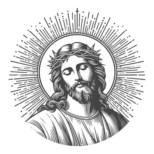 Jesus christ engraving Royalty Free Vector Image