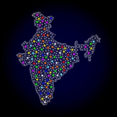 Polygonal 2d mesh map of india Royalty Free Vector Image